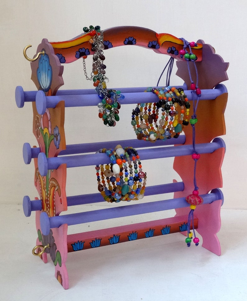 Bracelet Stand to Display in Painted Wood, With 6 Removable Bohemian ...