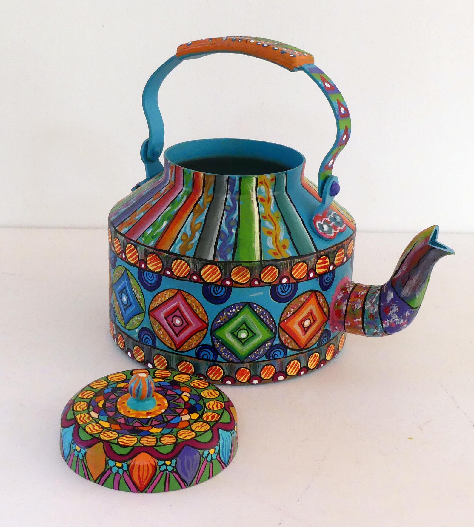 Teapot Aluminum Hand Painted Tea Pot With Unique Design | Etsy