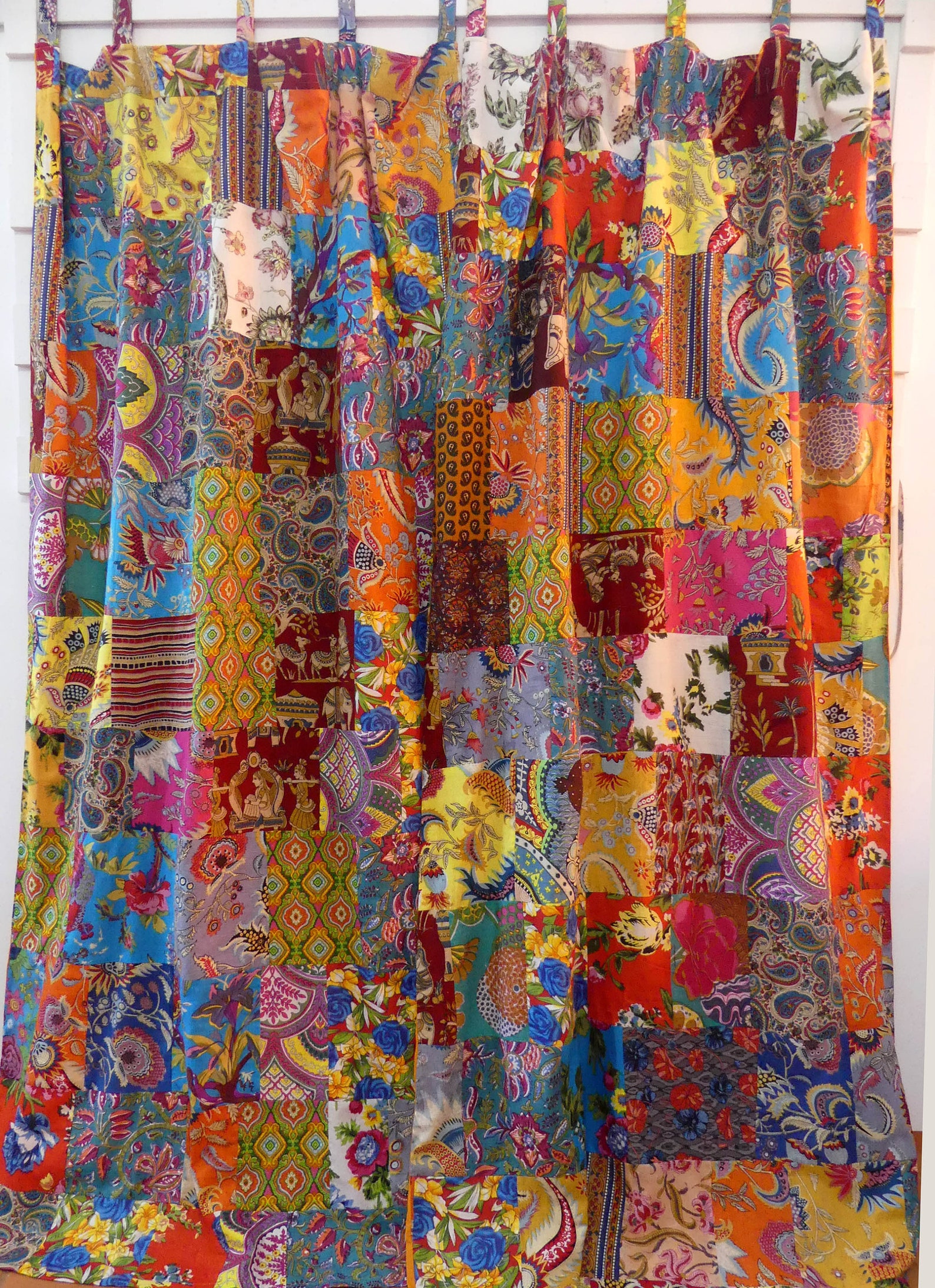 Multicolored PATCHWORK CURTAIN Custom-made Curtain Cotton Curtain With ...