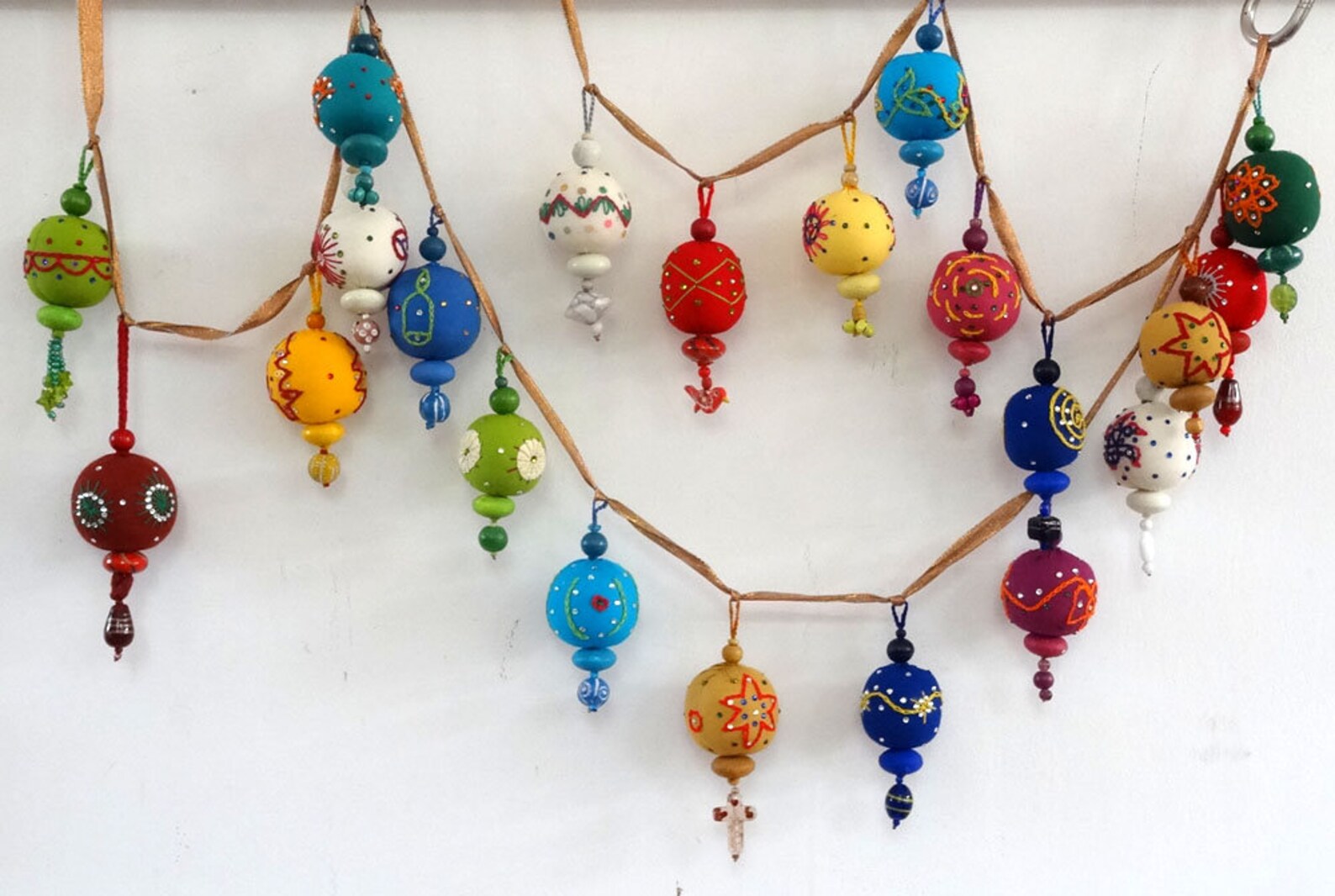 20 Multicolored Fabric Balls and Glass Beads to Hang in the - Etsy
