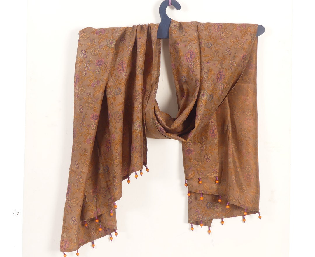 Long Rectangular SCARF in Saffron Beige Silk Large Shawl Stole Woman ...