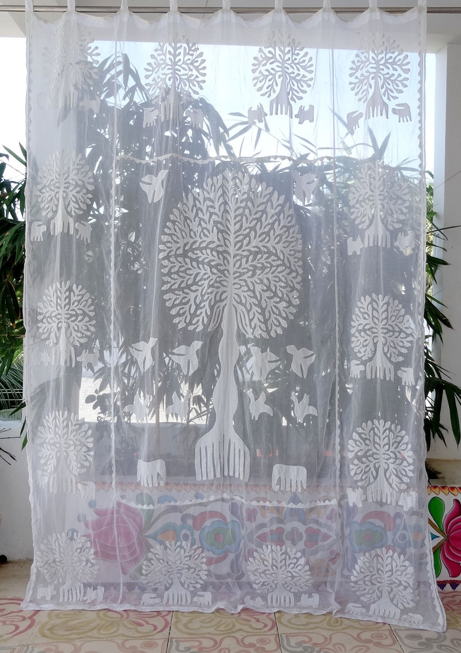 Curtain Wall Hanging in Cotton and Cut-cut Organdy Tree of | Etsy
