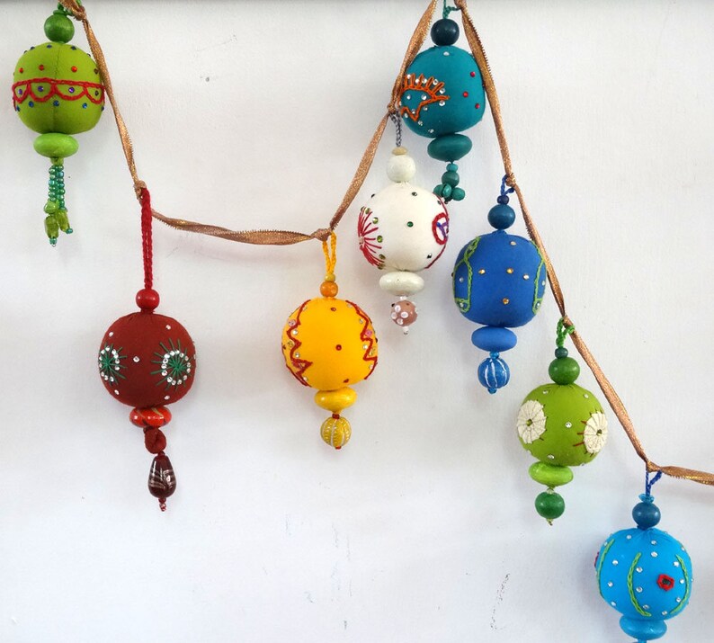 20 Multicolored Fabric Balls and Glass Beads to Hang in the - Etsy