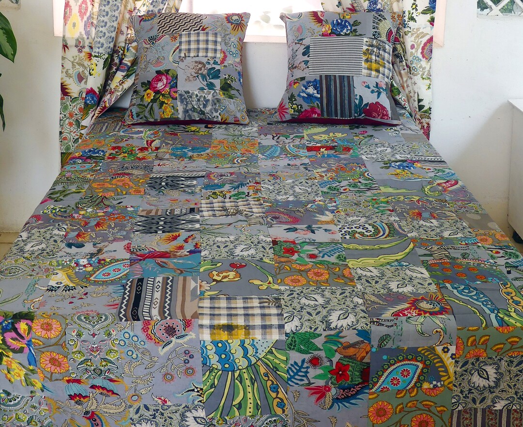 Custom-made King-size Patchwork Duvet Cover With 3 Side Zippers for ...