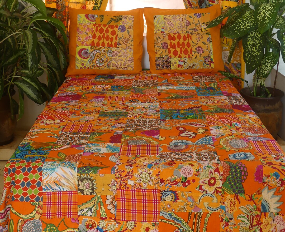 Custom-made King-size Patchwork Duvet Cover With 3 Side Zippers for ...