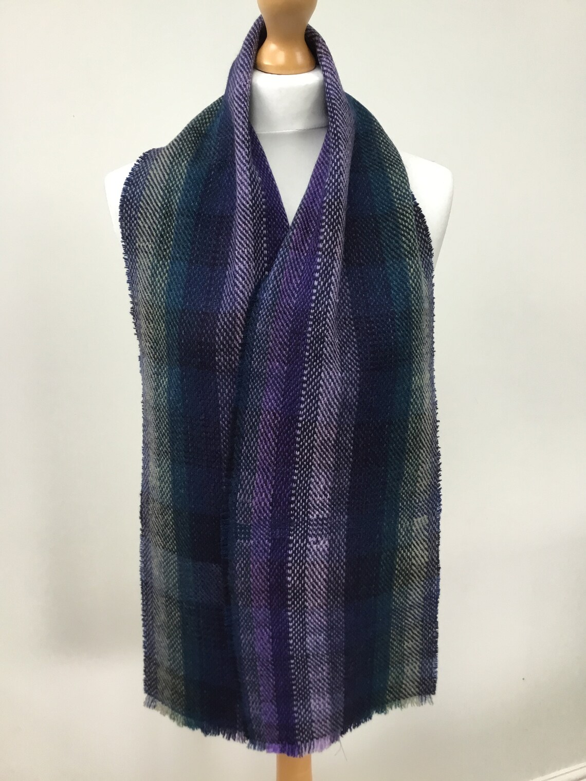 Handwoven Lambswool Scarf Purple Merino Shawl Woven With | Etsy