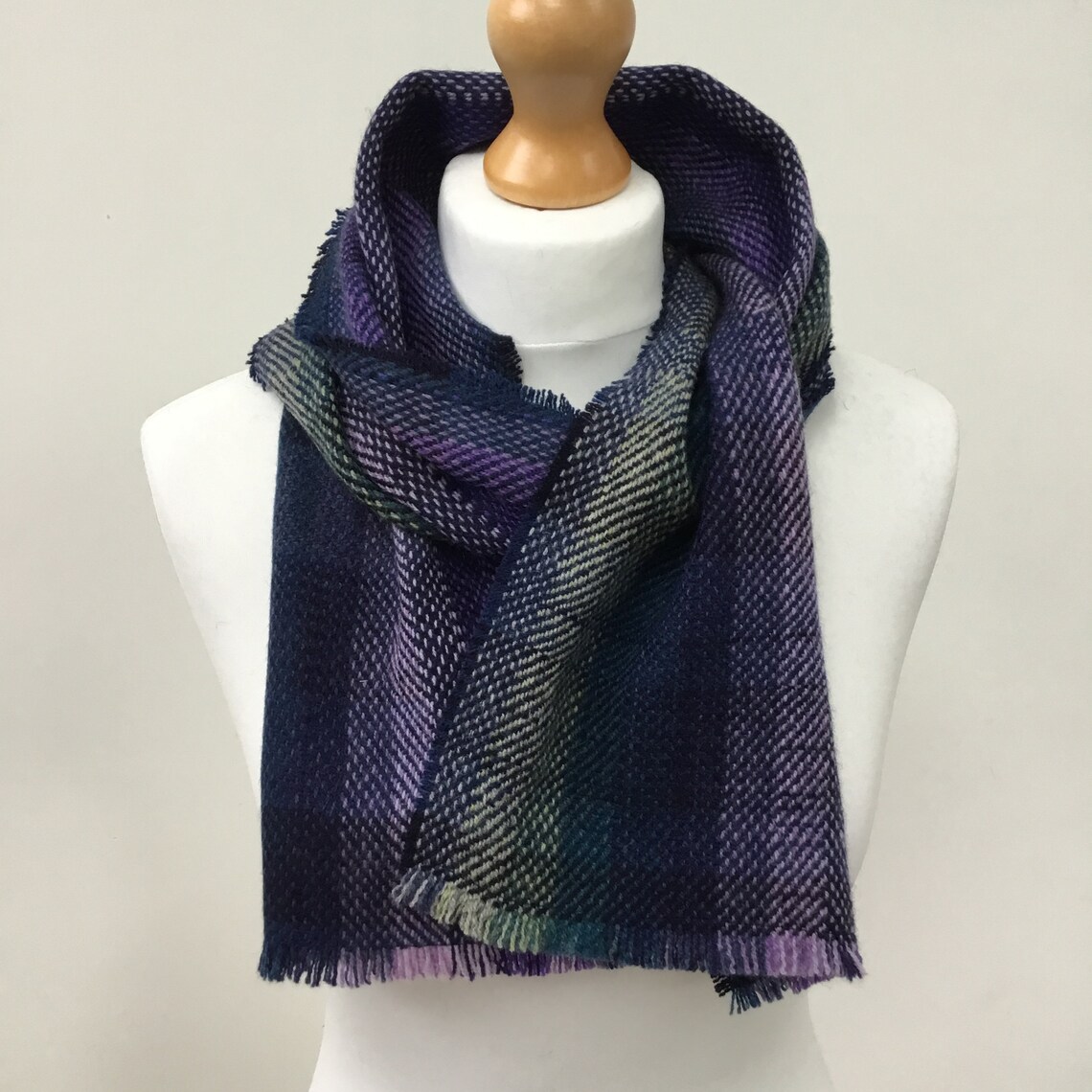 Handwoven Lambswool Scarf Purple Merino Shawl Woven With | Etsy