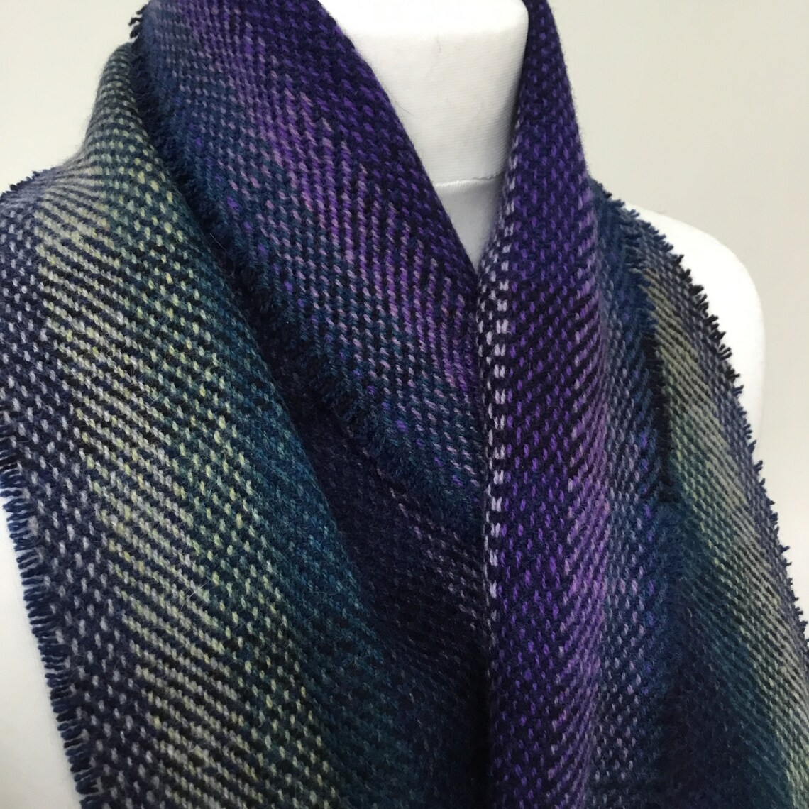 Handwoven Lambswool Scarf Purple Merino Shawl Woven With | Etsy