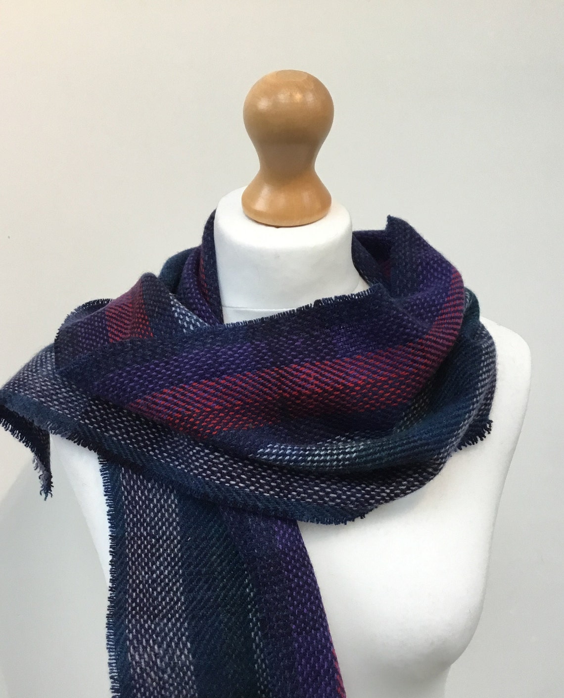 Handwoven Lambswool Scarf Purple Merino Shawl Woven With | Etsy