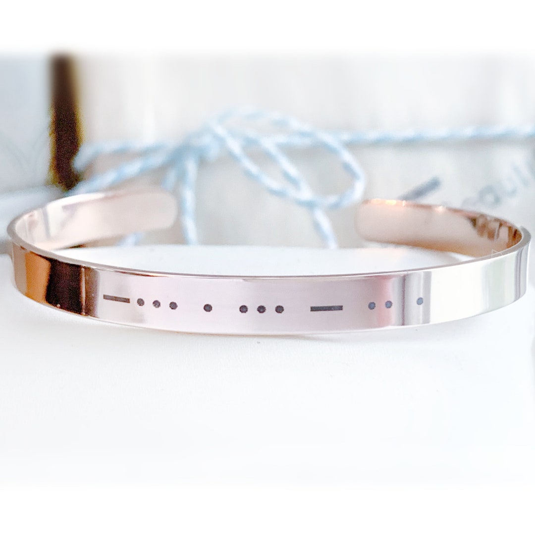 Morse Code Bestie Bracelet, Engraved Friendship Bangle, BFF Gift, Best ...