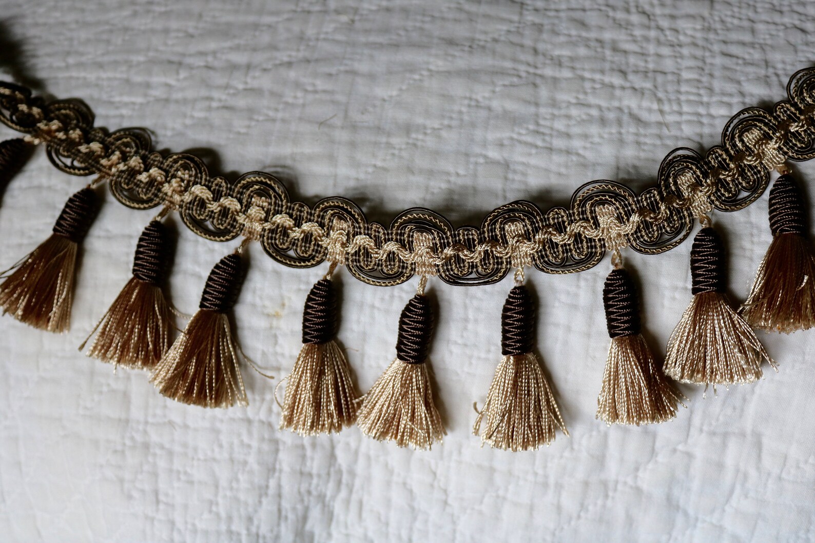 Beautiful Rich Decorator Weight Champagne and Brown Tassel Trim for ...