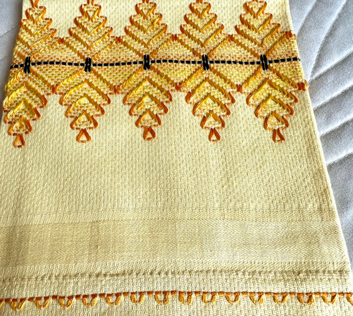 Vintage Yellow Huck Towel Handmade Guest or Kitchen Towel - Etsy