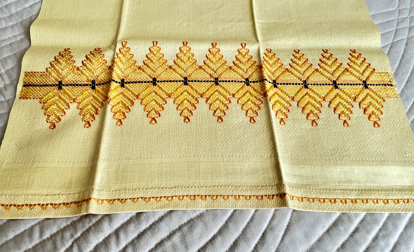 Vintage Yellow Huck Towel Handmade Guest or Kitchen Towel - Etsy
