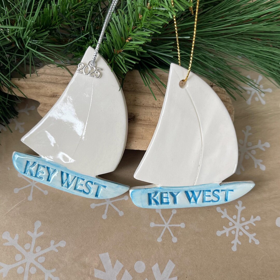 Key West Ornament : Handmade Ceramic Sailboat, Florida Keys Vacation ...