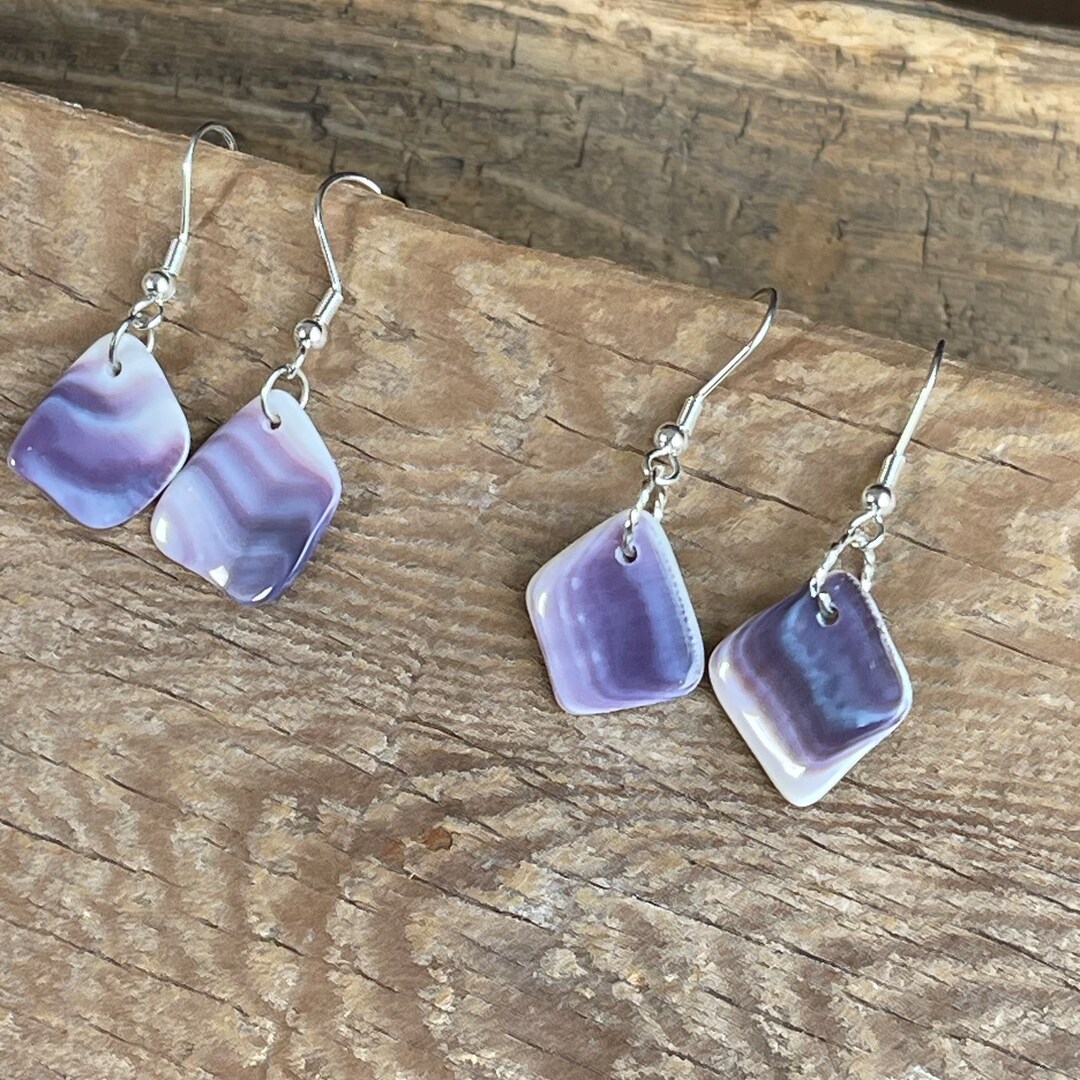 Polished Wampum Earrings, Small Wampum Earrings, Native American Gift ...