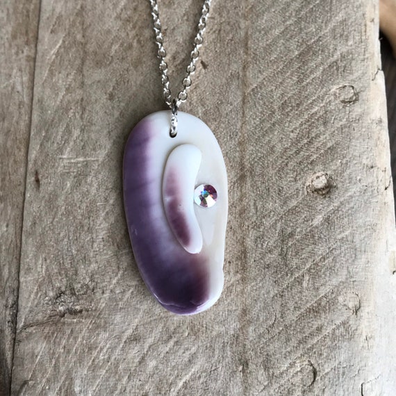 Wampum jewelry striped wampum necklace wampum pendant | Etsy