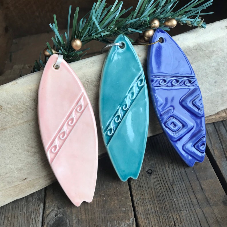 Surfboard Ornament Ceramic 2022 Surfer Ornament - Etsy