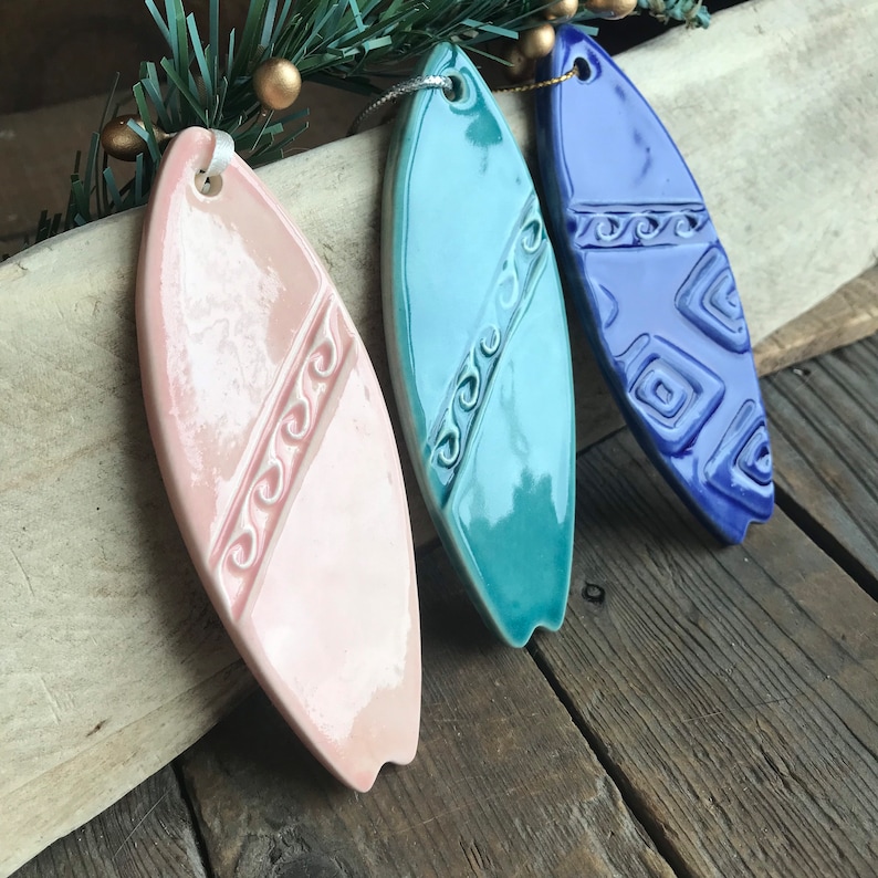 Surfboard Ornament Ceramic 2022 Surfer Ornament - Etsy