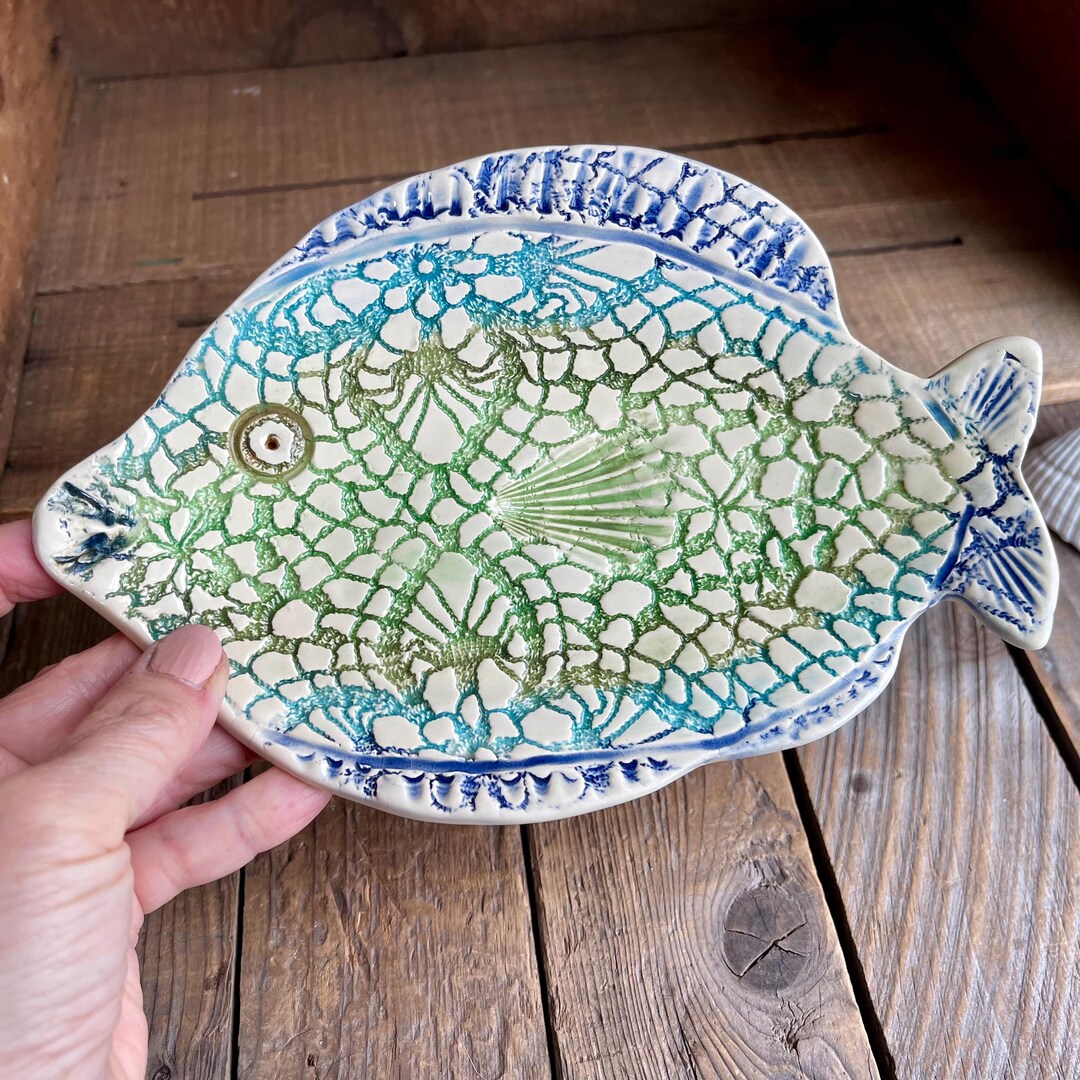 Fish Plate, Ceramic Soap Dish, Fish Spoon Rest, Beach House Gifts, Fish ...
