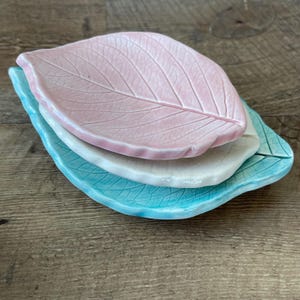 Hydrangea Leaf Dishes, Set of 3, Ceramic Leaf Plates, Hydrangea Soap ...