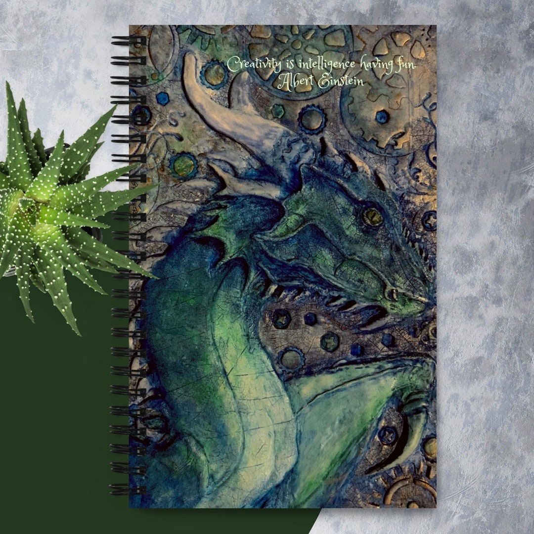 Steampunk Dragon Journal, Original Art Print, Dot Grid Notebook - Etsy