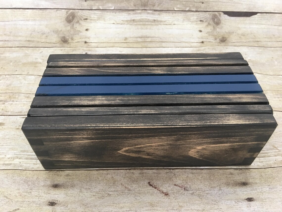 Thin Blue Line Challenge Coin Box Thin Blue Line Coin Display | Etsy