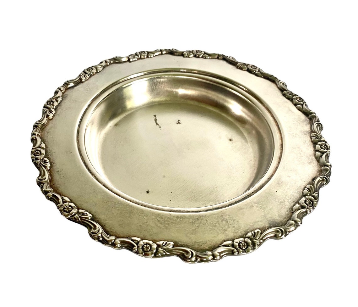 Silver Plated Entry Dish/7.5" X 1" Silver Dish/floral Rim Silver ...