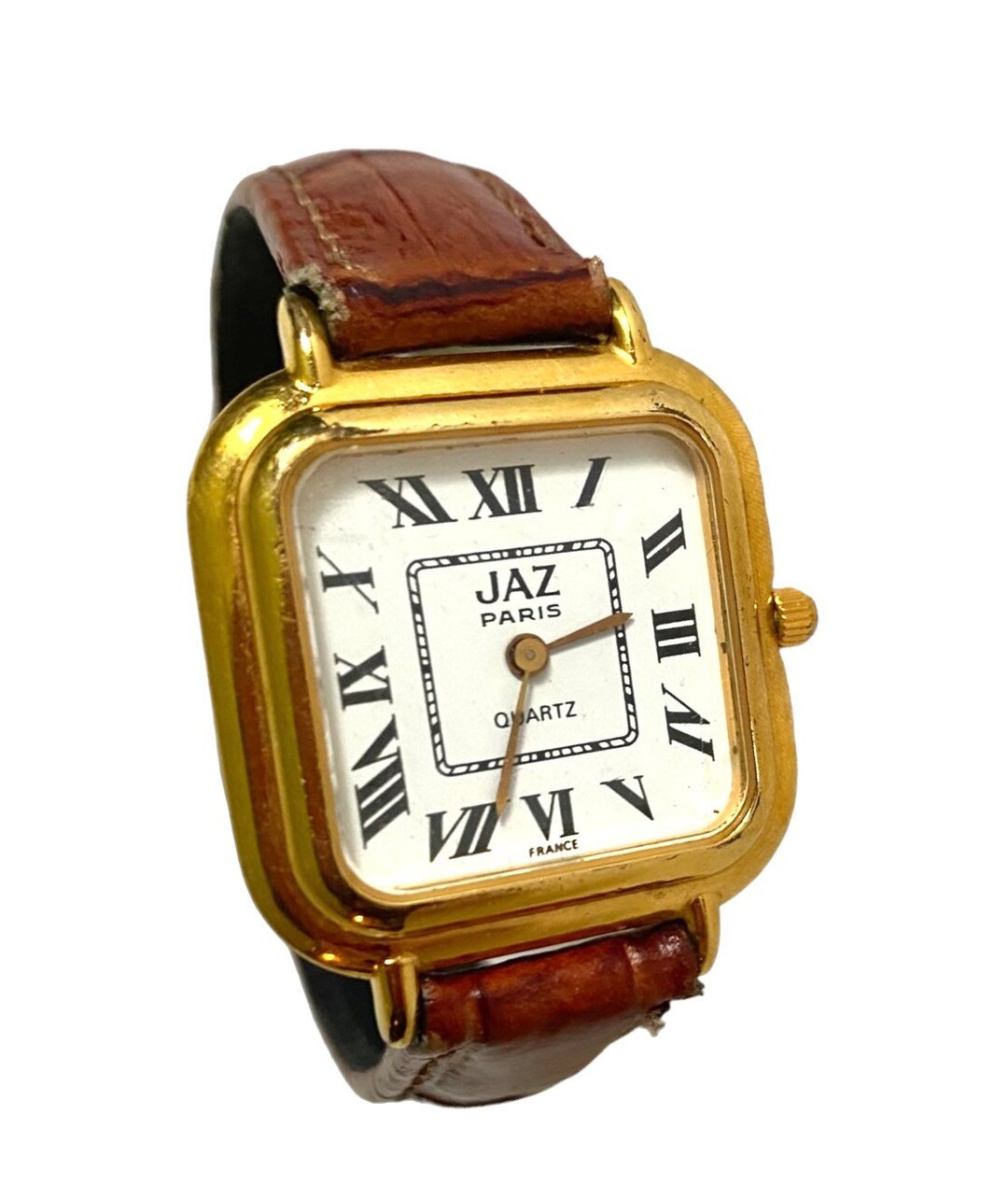 JAZ Paris Ladies Watch/square Face Gold Tone/90's Analog Quartz Working ...