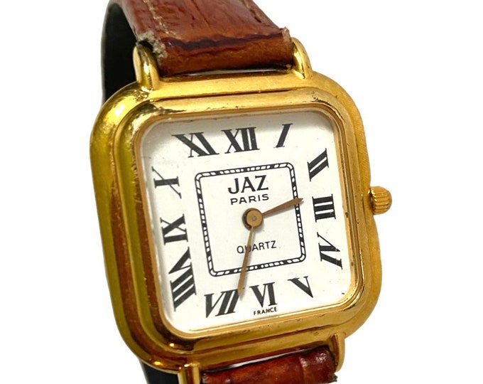 JAZ Paris Ladies Watch/square Face Gold Tone/90's Analog Quartz Working ...