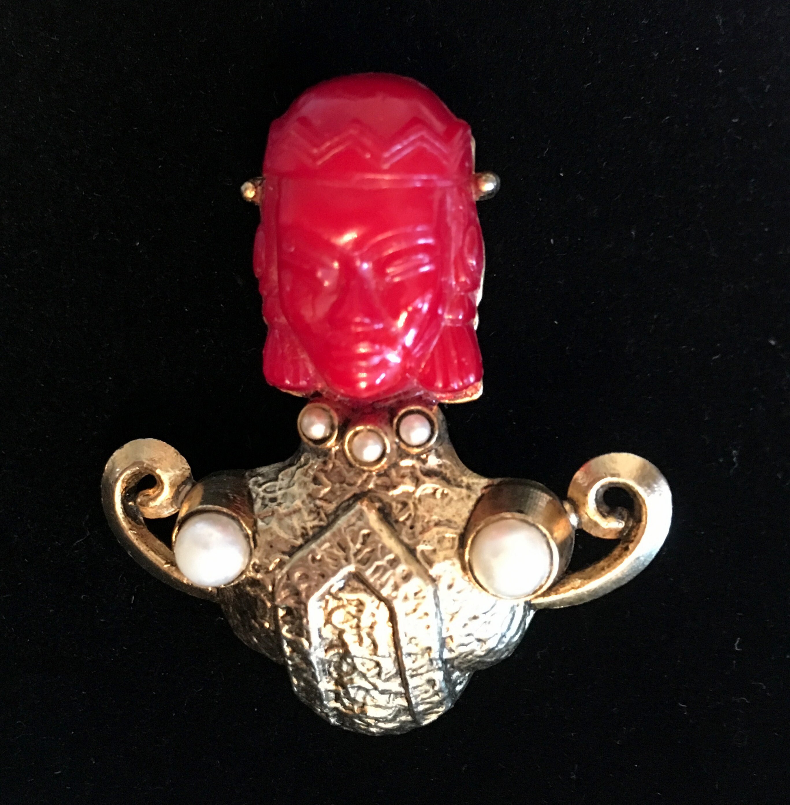 Vintage SELRO Style Asian Princess Brooch/egyptian Head - Etsy Israel