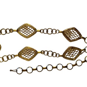 Diamond Pattern Chain Link Belt/gold Tone Metallic Vintage Belt/36 ...