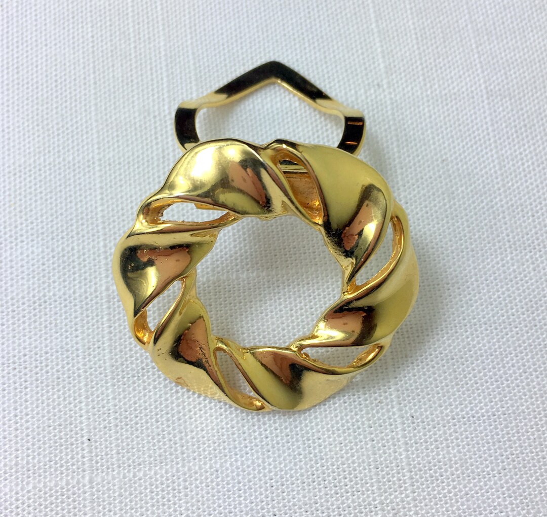 Gold Tone Scarf Pin/circle Scarf Pin/gold Sweater Clip/wreath Scarf Pin ...