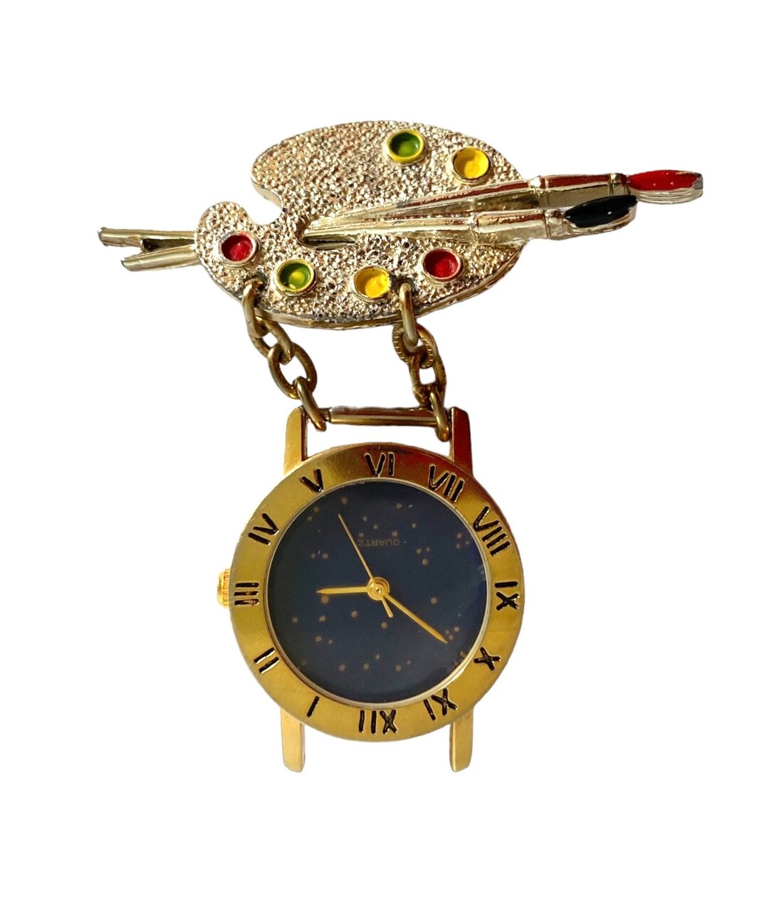 Artist Palette With Watch Pin/unique Artist Timepiece/quartz Watch Art ...