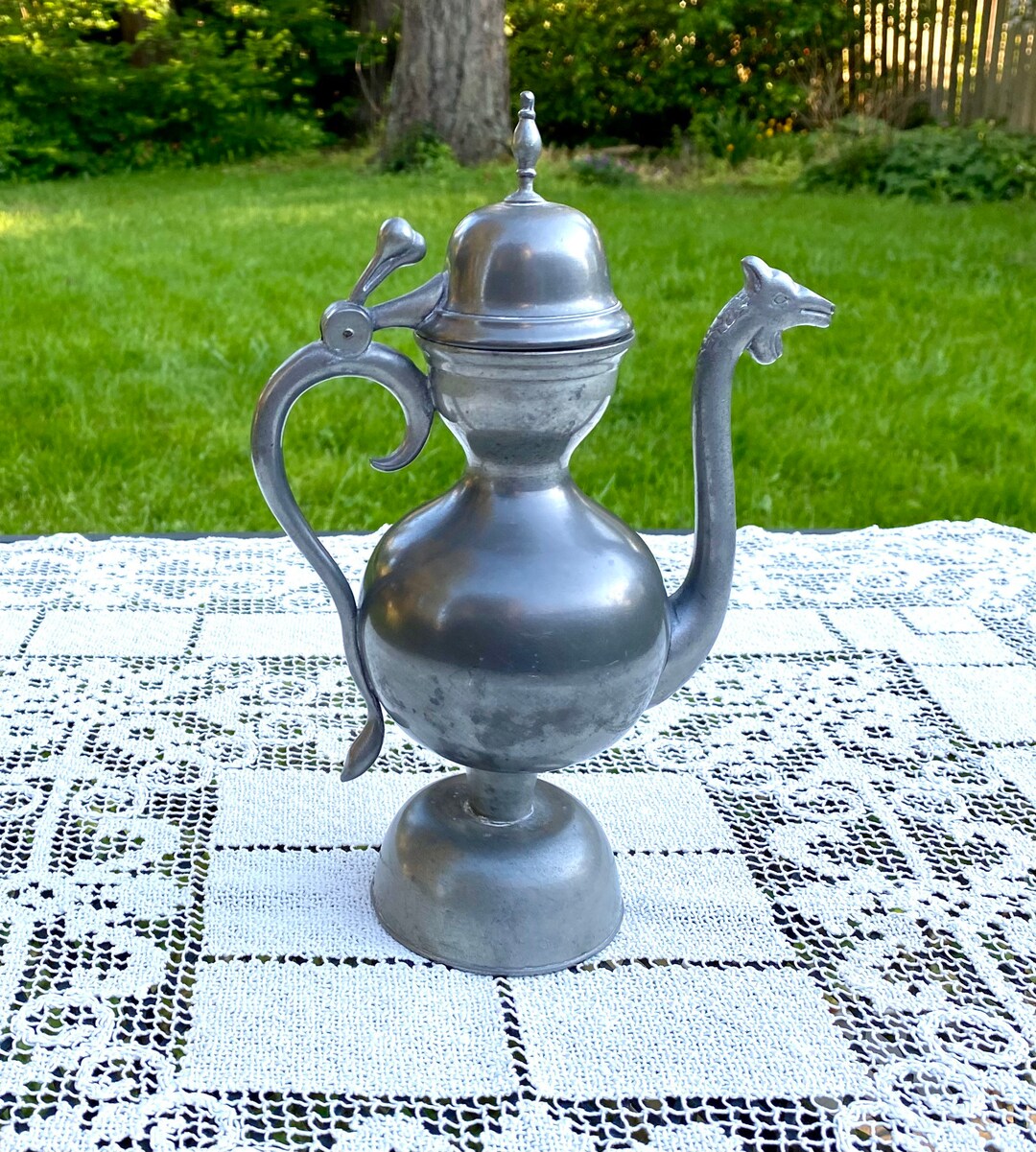 Dutch Pewter Pitcher/ivm Tinkoepel Pewter Tankard/dragon Head & Scrotum ...