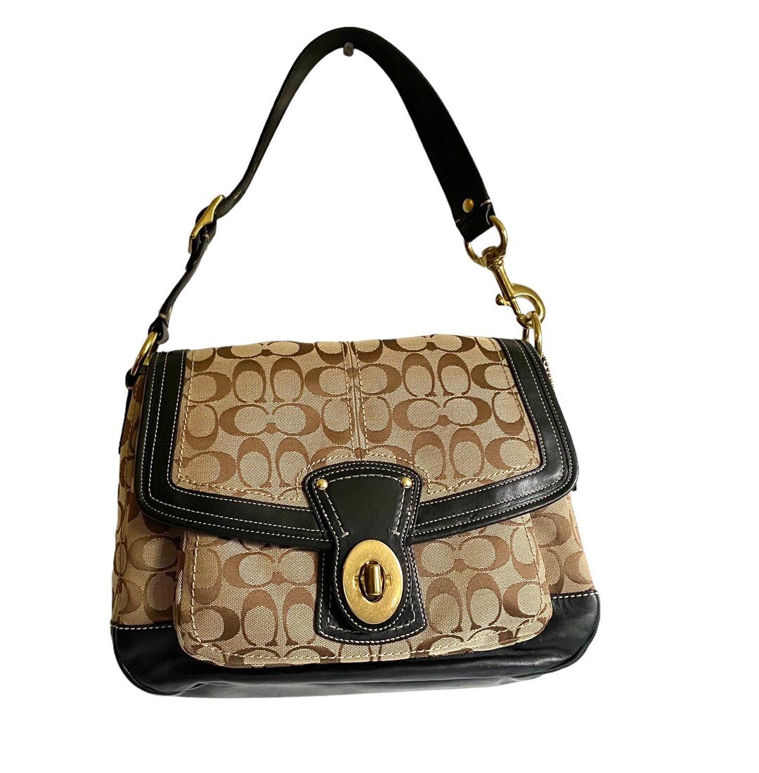 Coach Ali Legacy Signature Shoulder Bag/monogram Canvas & Leather Trim ...