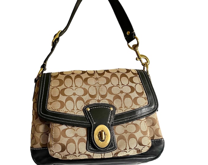 Coach Ali Legacy Signature Shoulder Bag/monogram Canvas & Leather Trim ...