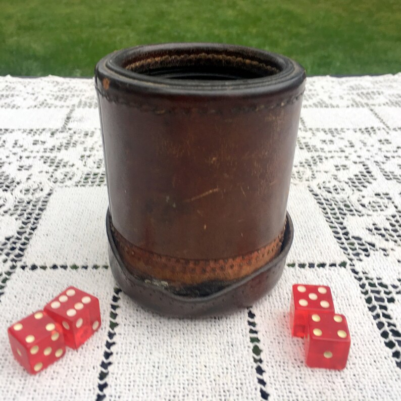 Leather Dice Thrower/distressed Dice Thrower/4 Bakelite Red | Etsy