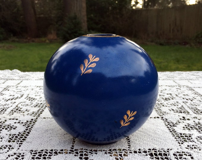 Nittsjo Swedish Vase/mid Century Pottery/cobalt Blue & Gold/jerk ...