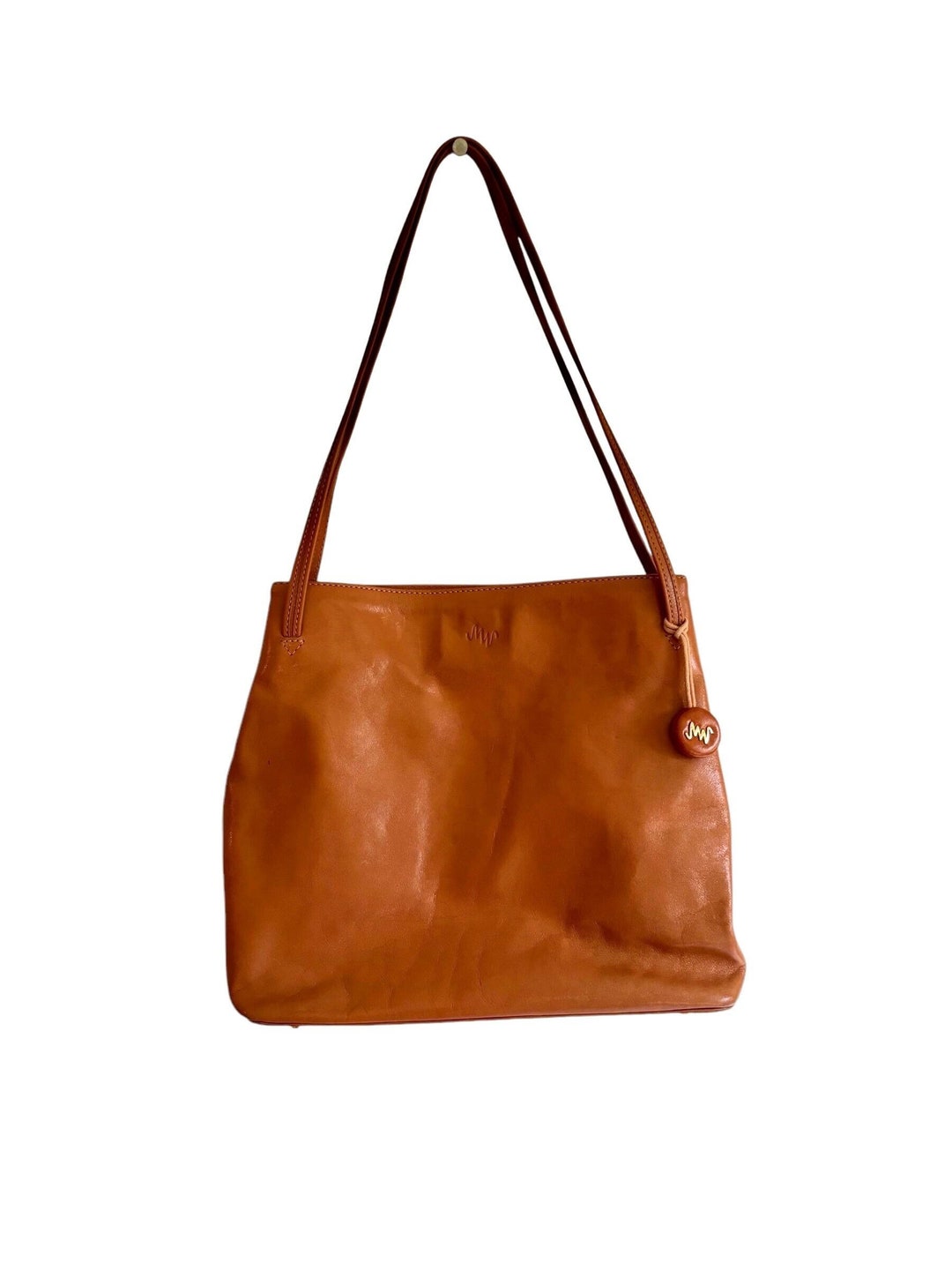 Monsac Leather Shoulder Bag Camel Color/vintage Leather Bag/rectangular ...
