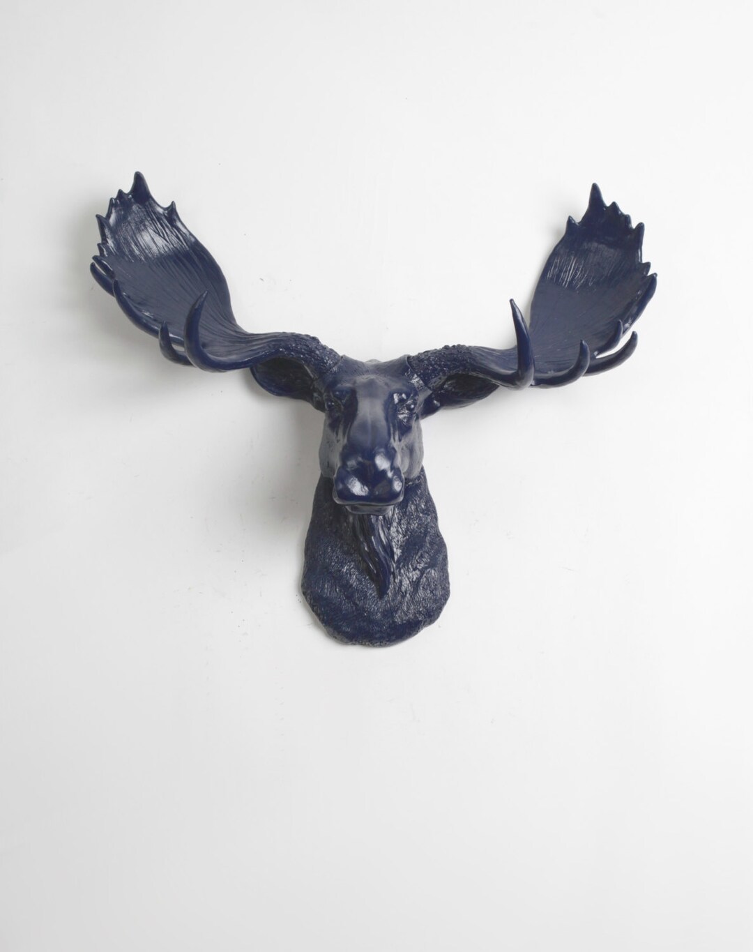Faux Taxidermy Moose Head the Abigail Navy Resin Moose - Etsy