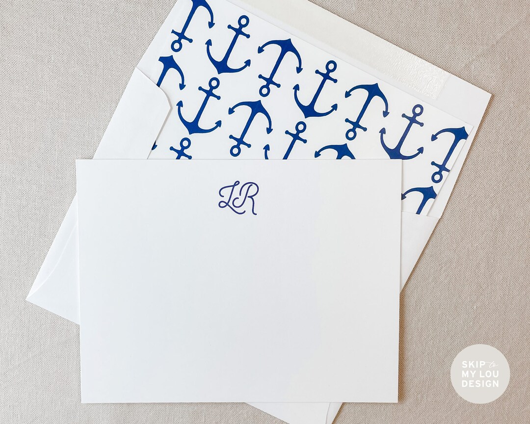 Custom Notecards Anchors Monogram Notecards Monogram Note Cards ...