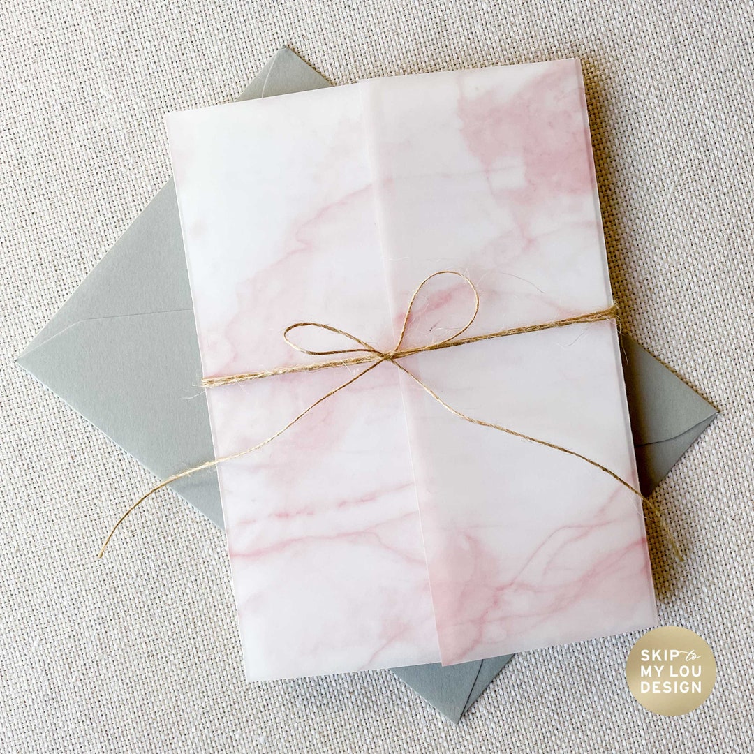 Modern Wedding Invitation Vellum Jacket | Blush Marble Vellum Wrap for ...