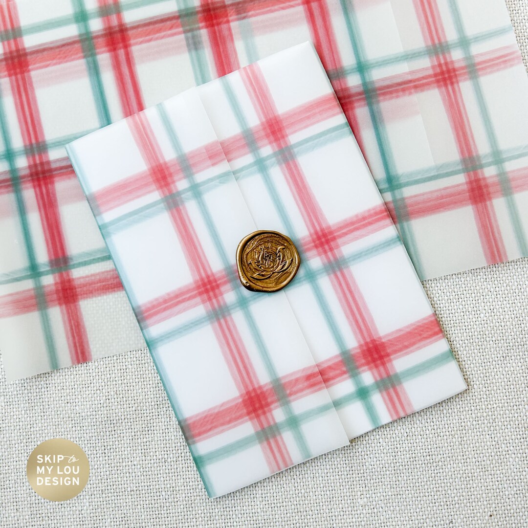 Christmas Plaid Vellum Jacket | Christmas Wedding Vellum Jacket 5x7 ...