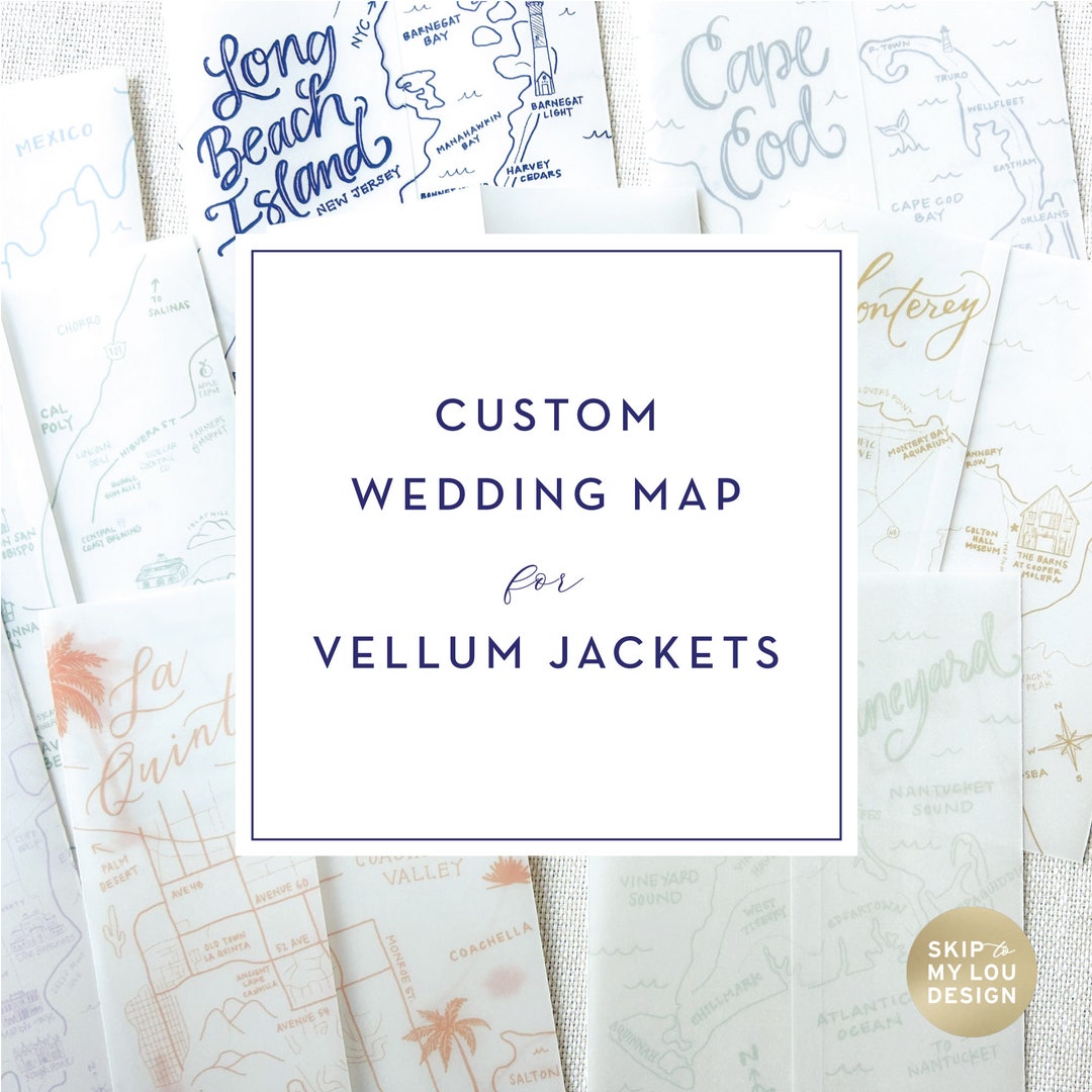 Custom Wedding Map for Vellum Jackets, Vellum Wrap Map, Wedding Map ...