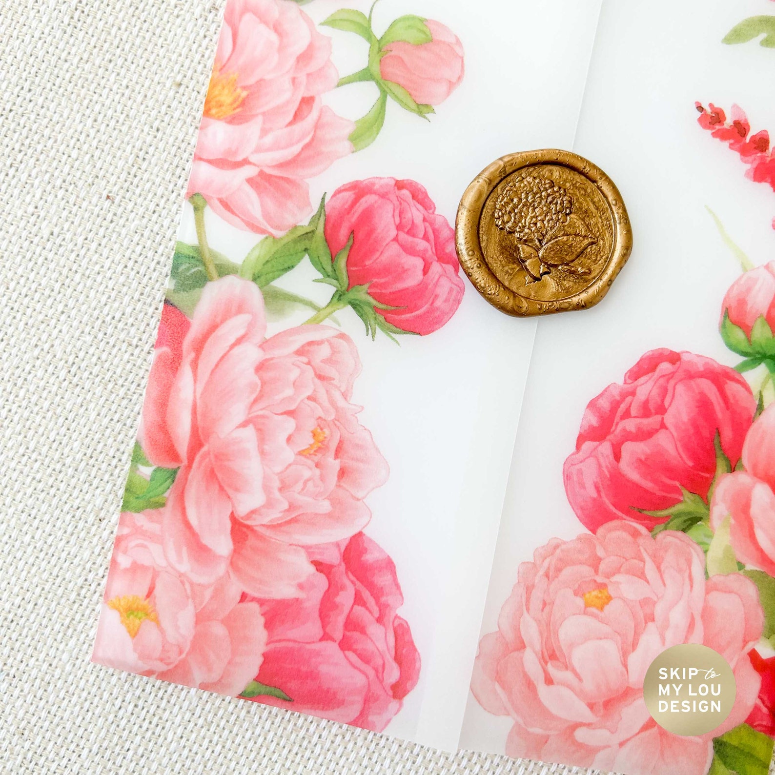 Bright Pink Floral Wedding Invitation Vellum Jacket - Etsy