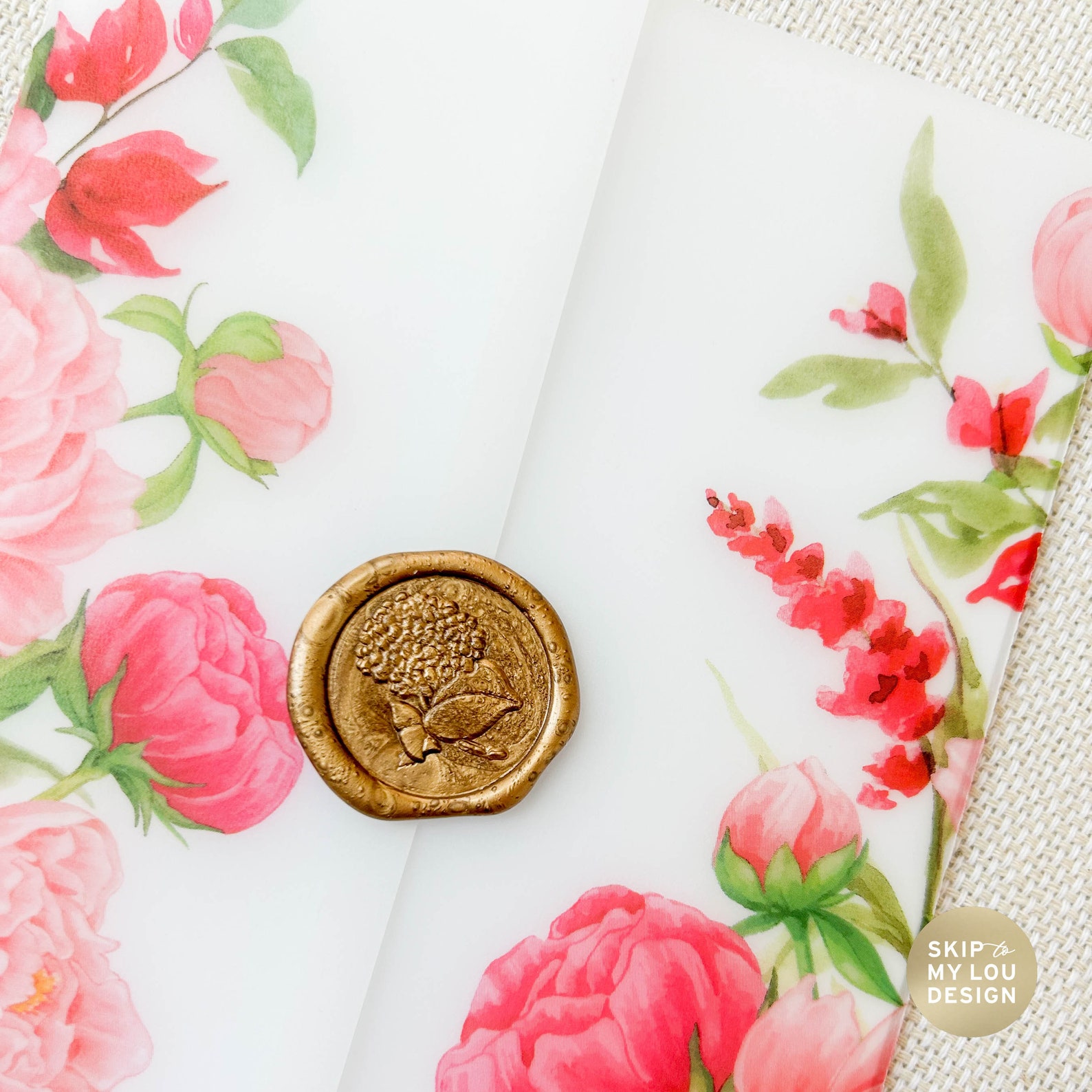 Bright Pink Floral Wedding Invitation Vellum Jacket - Etsy