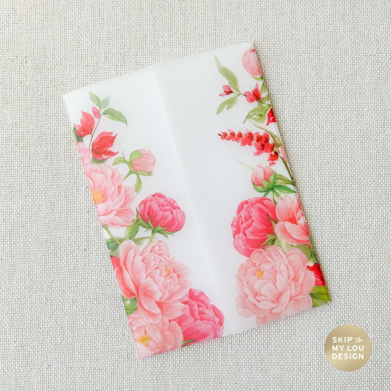 Bright Pink Floral Wedding Invitation Vellum Jacket - Etsy