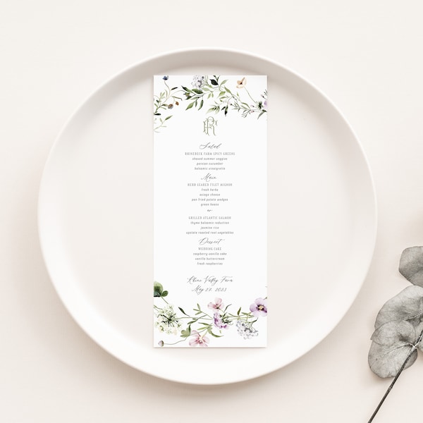 Floral Menu - Etsy