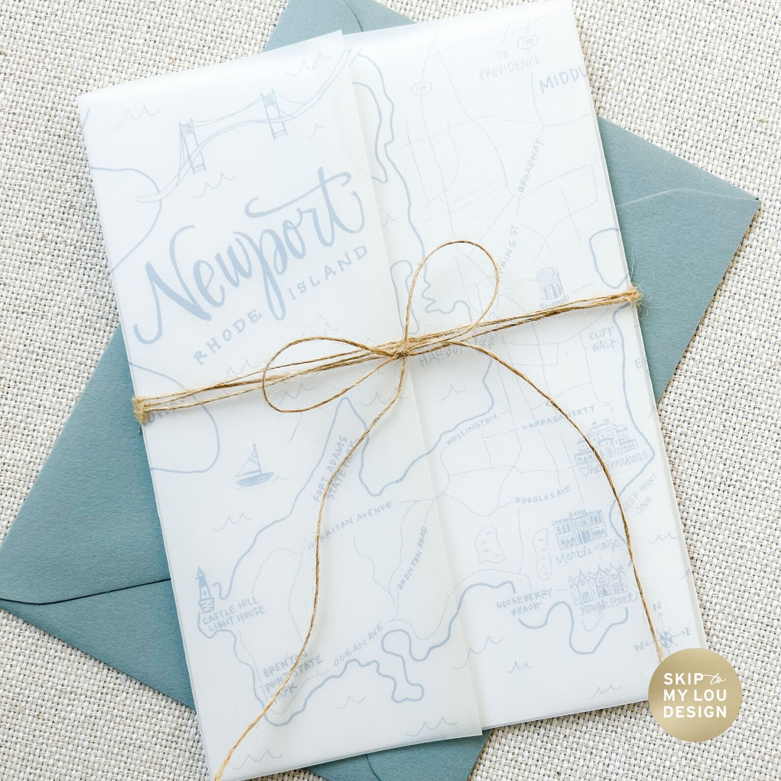 Newport Map Wedding Invitation Vellum Jacket, Vellum Jacket 5x7 ...