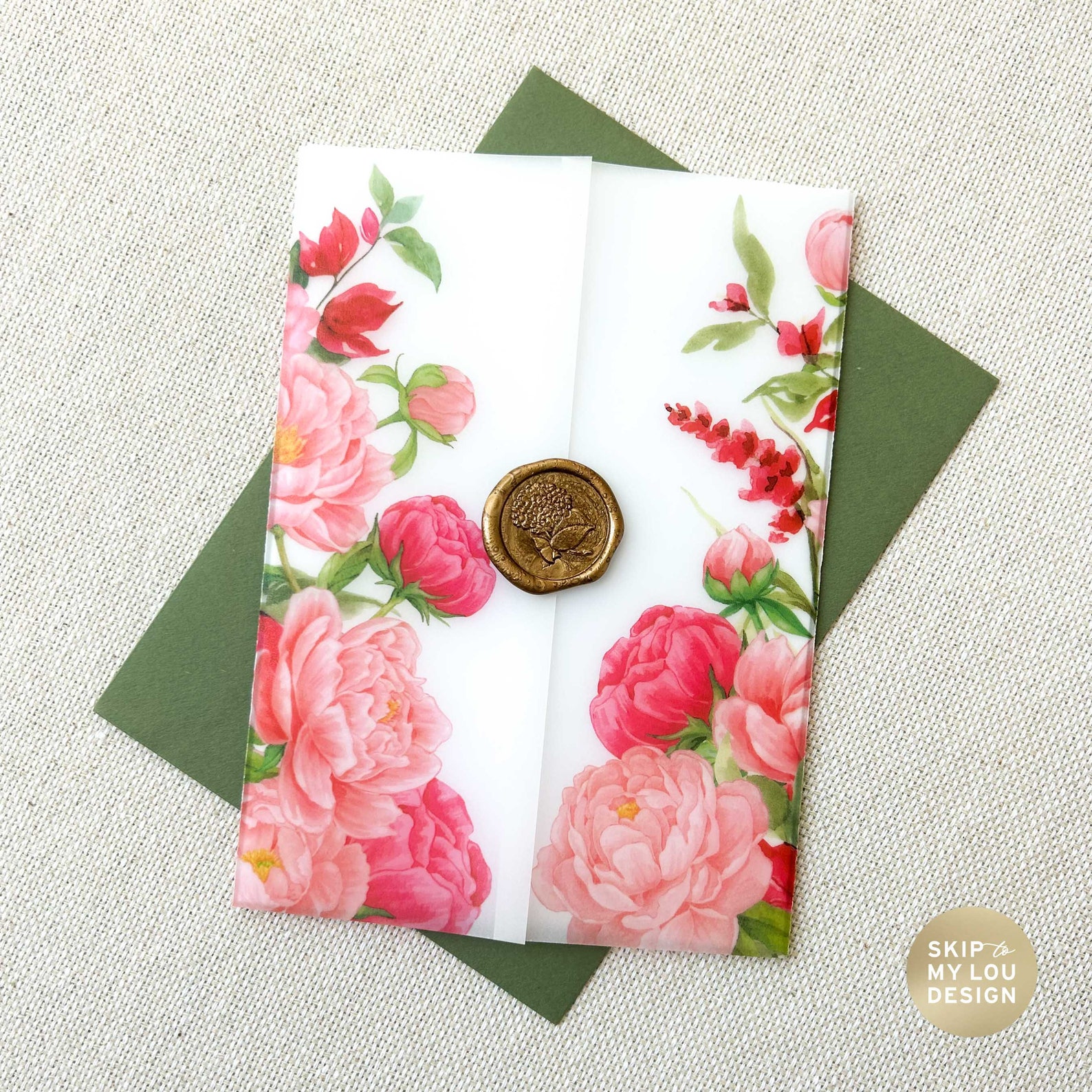 Bright Pink Floral Wedding Invitation Vellum Jacket - Etsy